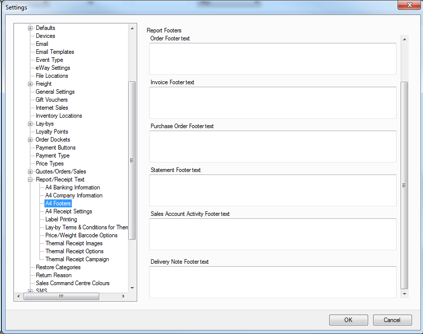 Add or customise A4 footers